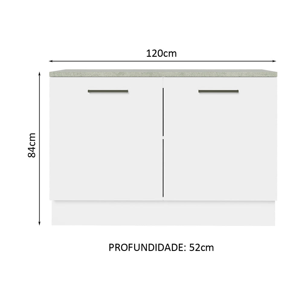 Mueble de Cocina para Fregadero 120 cm 2 Puertas (con Encimera) Blanco ...