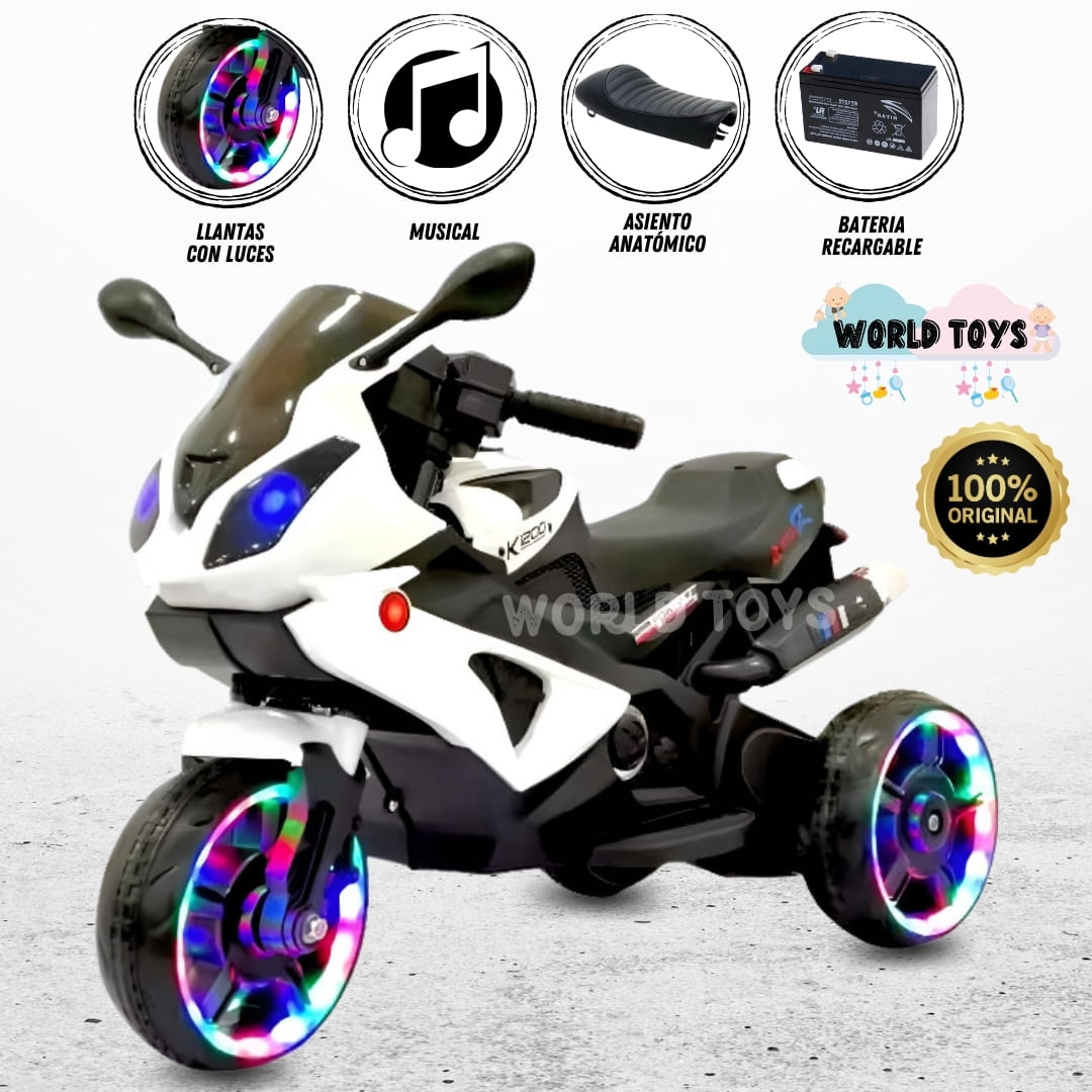 Trimoto a Batería para Niños Kenneth Blanco - Real Plaza