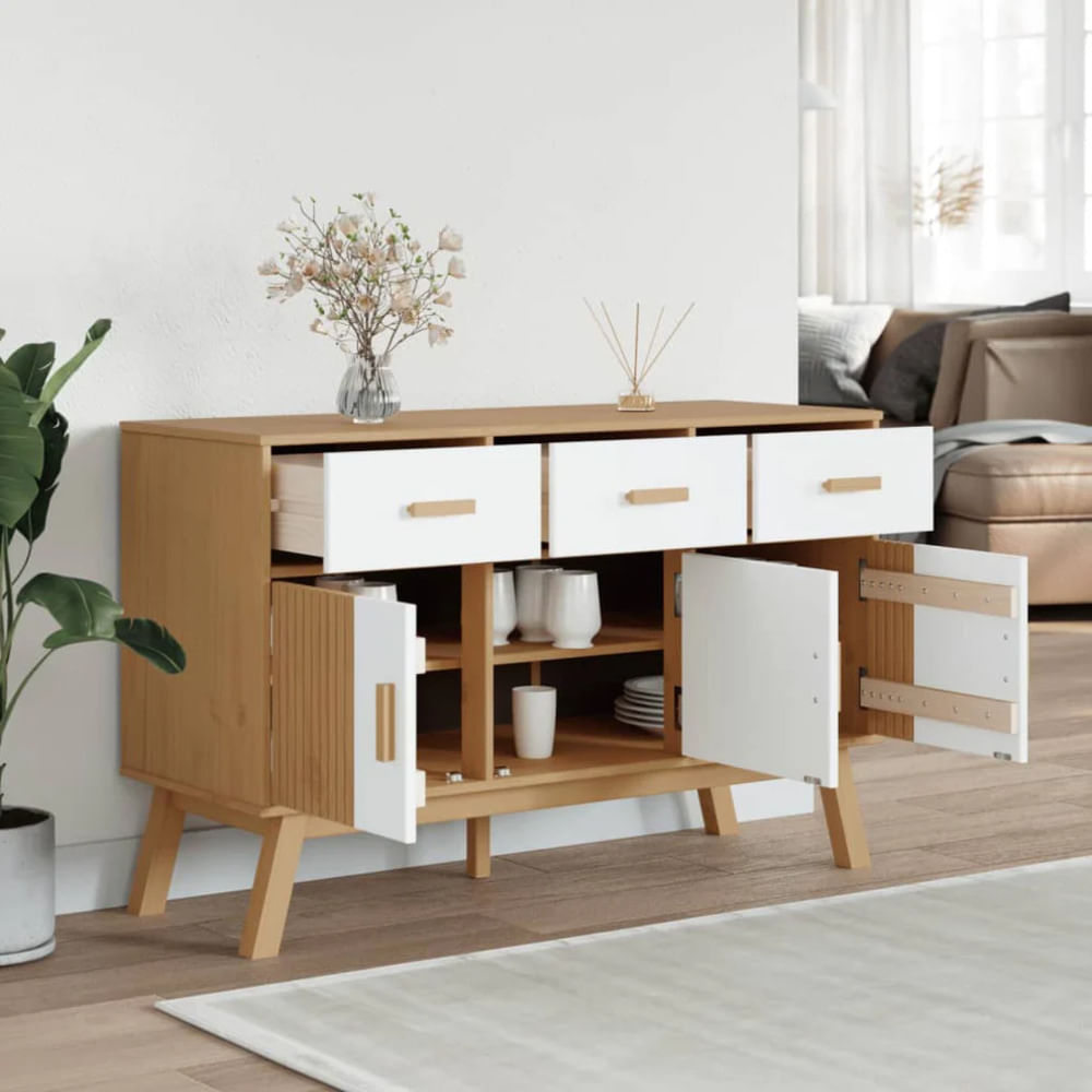 Aparador Moderno Hilary color Haya/Blanco TU MESITA 3 puertas 3 cajones ...