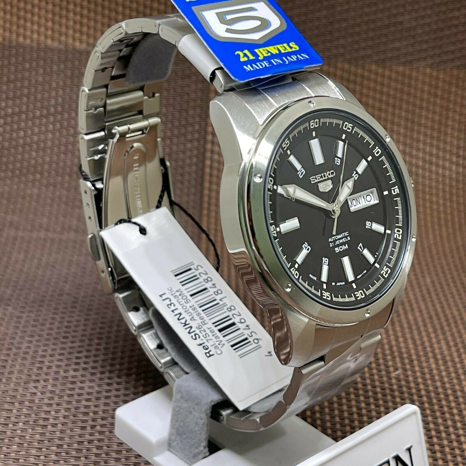 Reloj Seiko 5 SNKN13J1 Automático Fecha Acero Inoxidable Dial Negro ...
