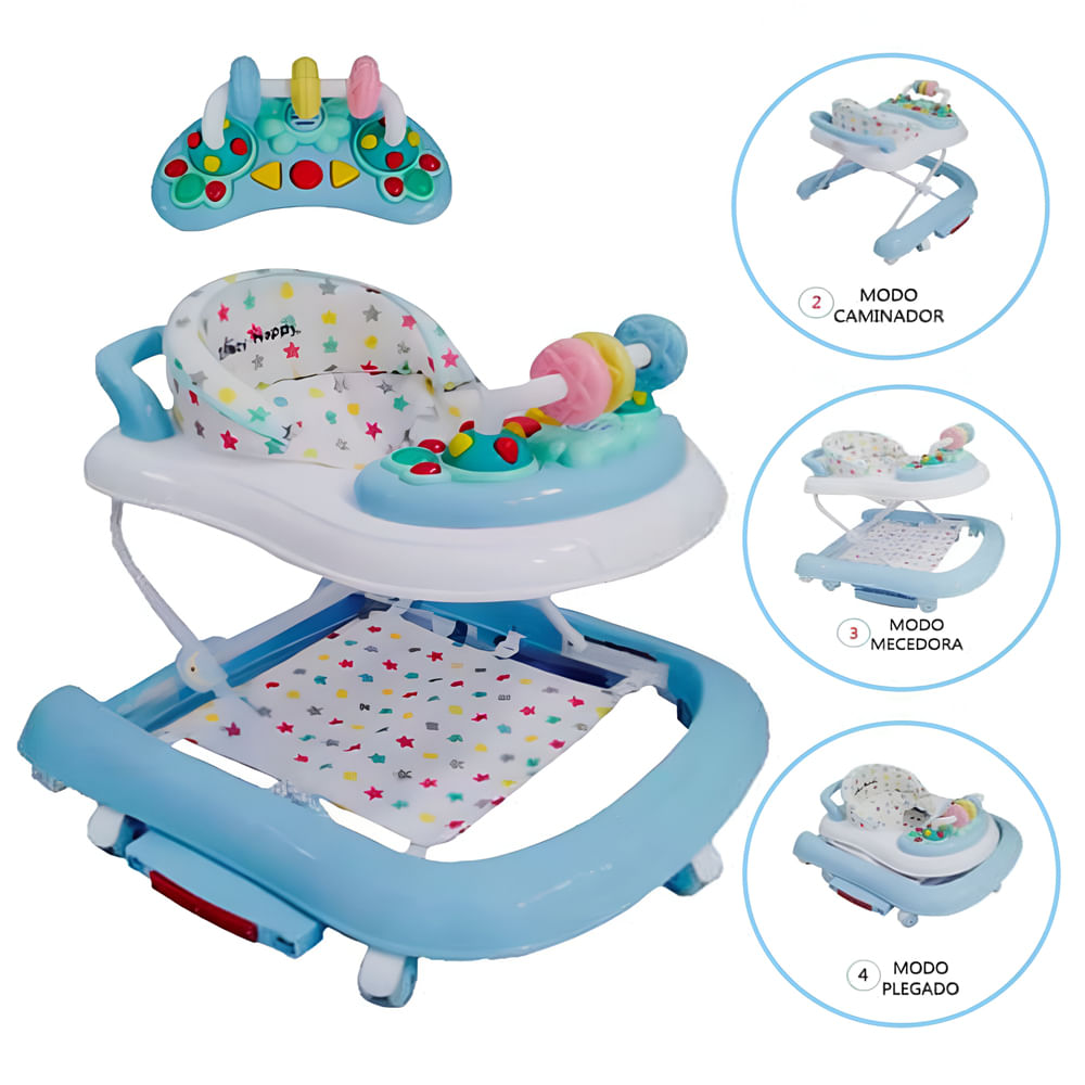 Andador Multifunción Musical 3 en 1 AA-018 Azul - Real Plaza