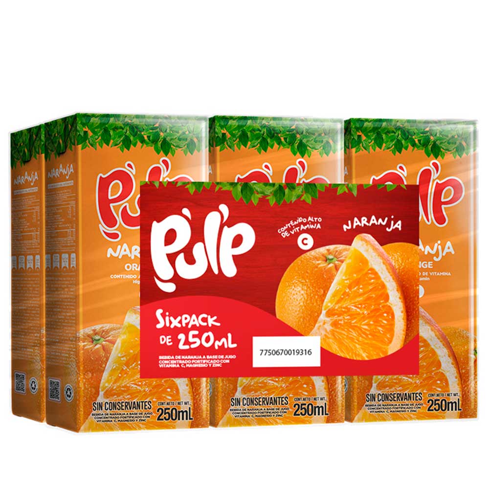 Bebida de Naranja PULP Forti 250ml Paquete 6un - Real Plaza