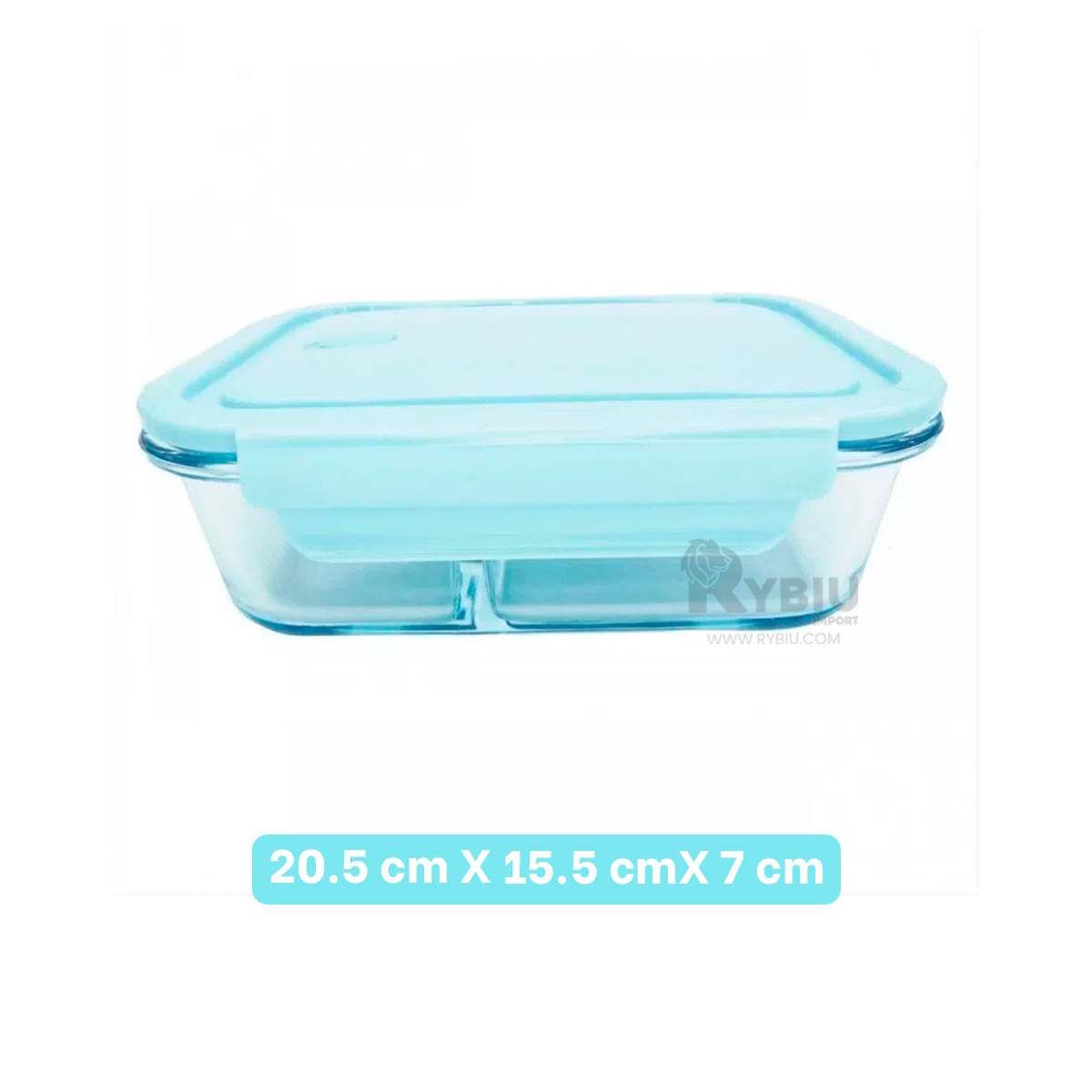 Taper Rectangular de Vidrio 3 Divisiones Celeste - Real Plaza