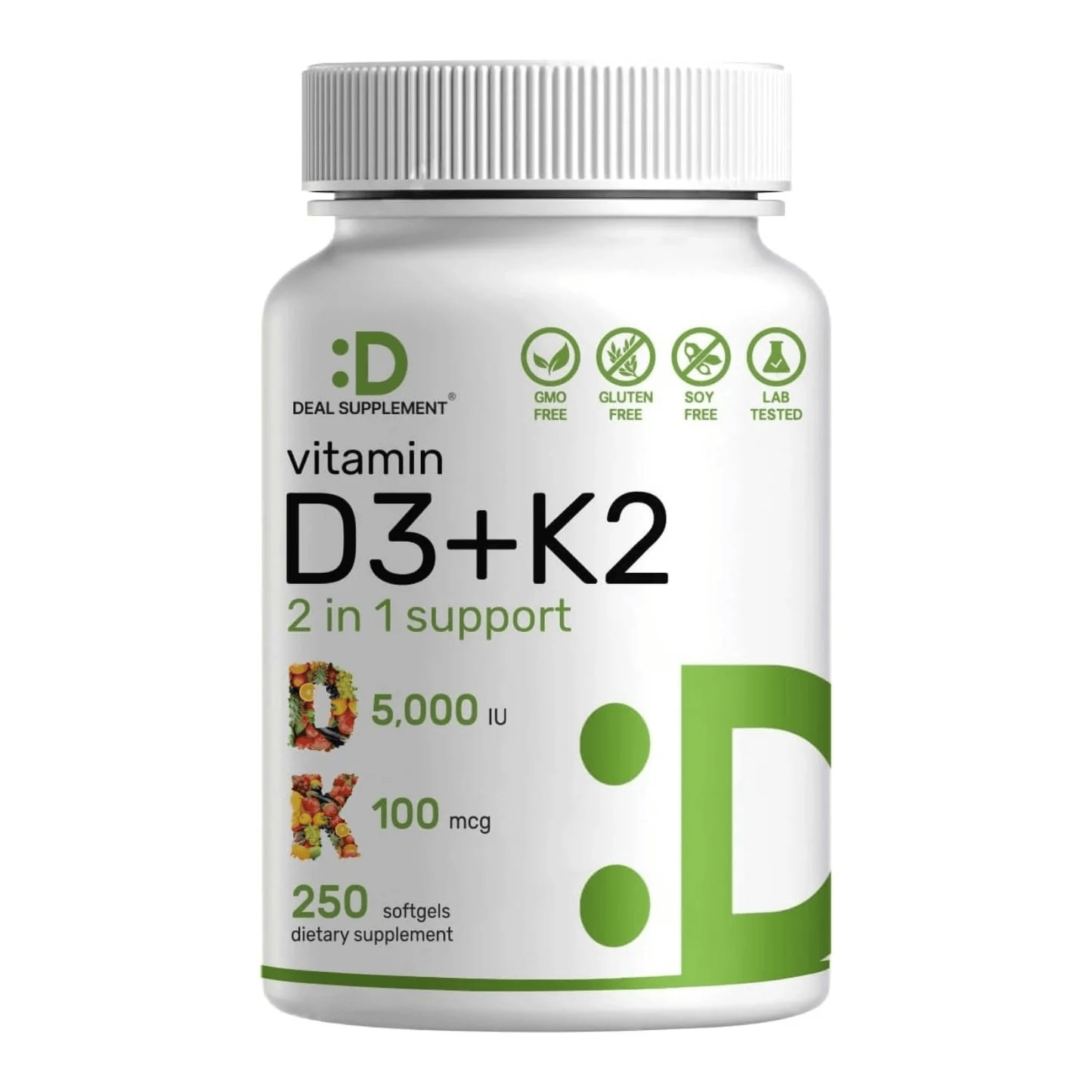 Deal Supplement D3 + K2 5000ui 250 Capsulas - Real Plaza
