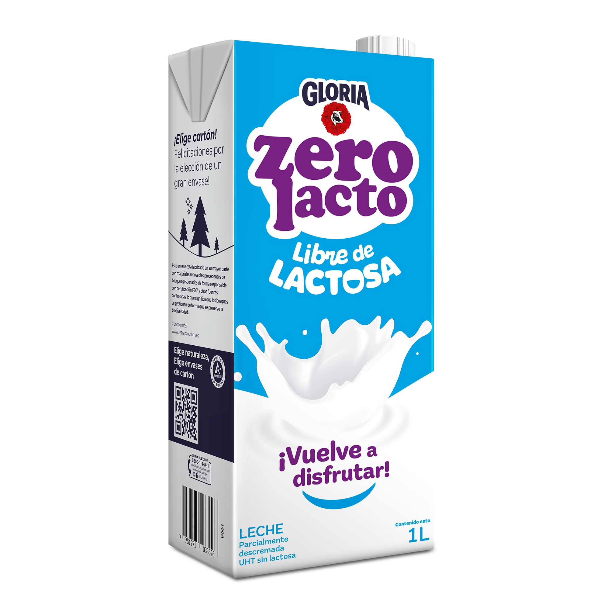 Leche UHT sin Lactosa GLORIA Zero Caja 1L - Real Plaza