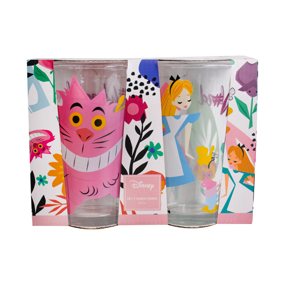 Set de Vasos de Vidrio 580ml DISNEY Alicia - Real Plaza
