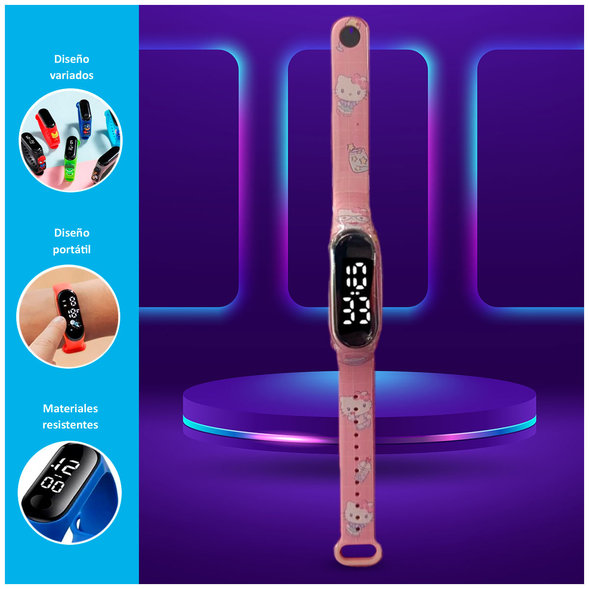 Reloj Digital para Niños con Diseño de Hello Kity - Real Plaza