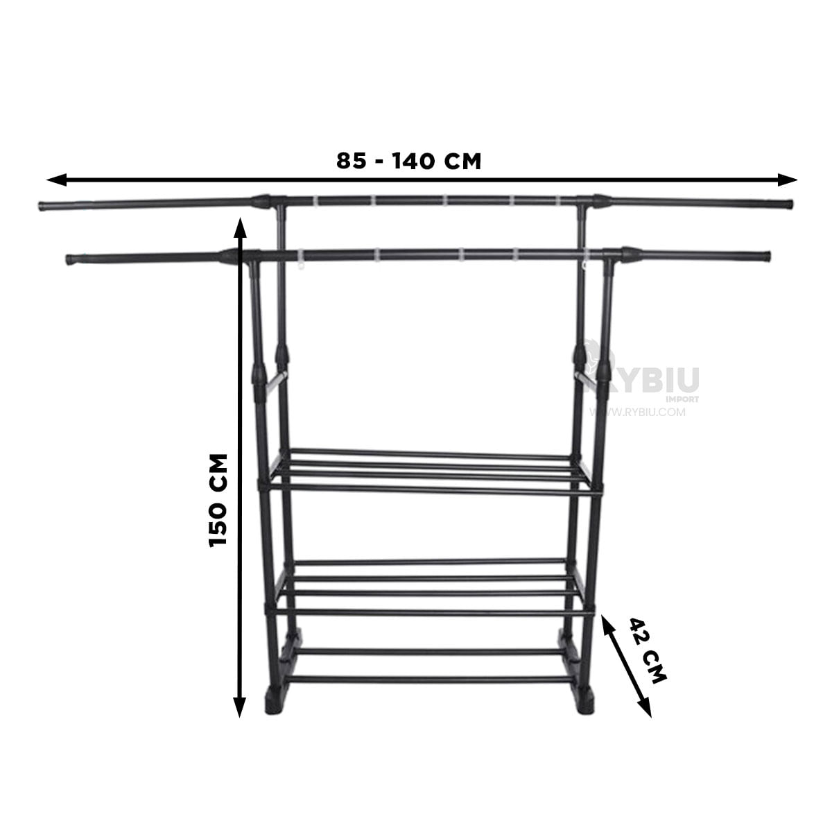 Perchero Moderno con 3 Niveles en Color Negro - Real Plaza