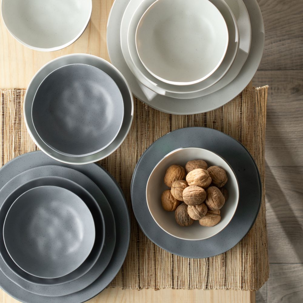 Set juego de loza gris melamina colección - Real Plaza