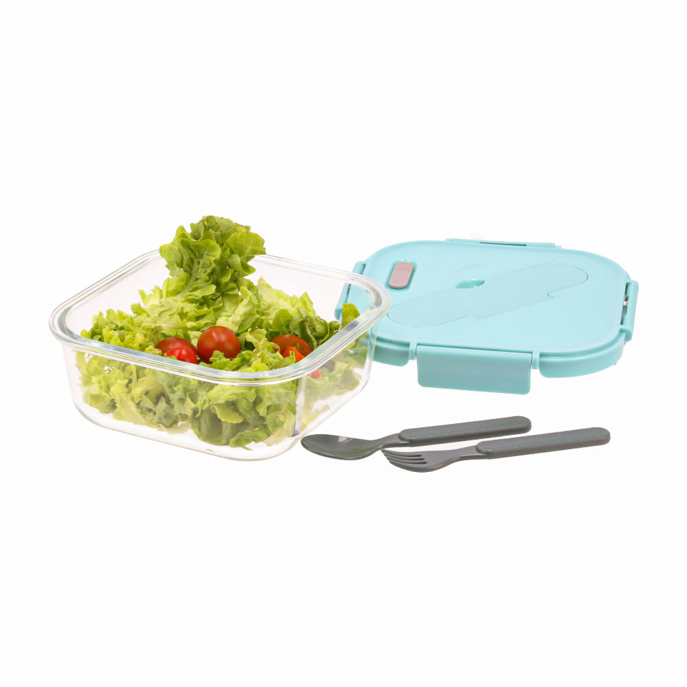 Taper de Alimentos Vidrio con Cubiertos 1100 ml - Real Plaza