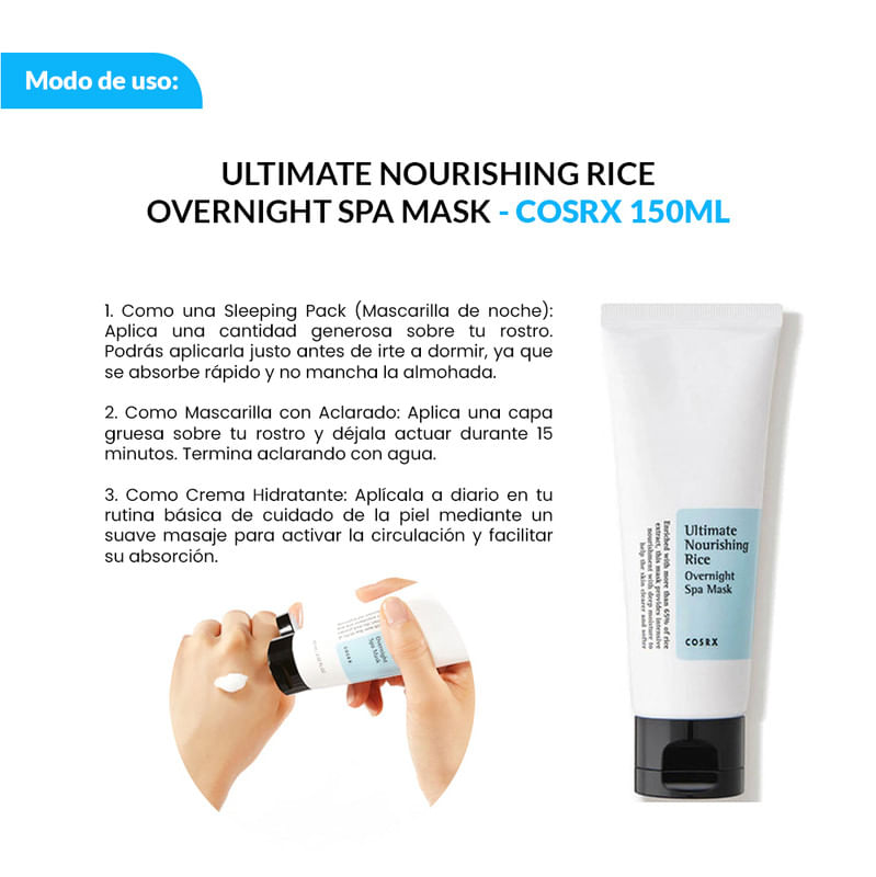 Ultimate Nourishing Rice Overnight Spa Mask Cosrx 60 ml 3 Unidades ...