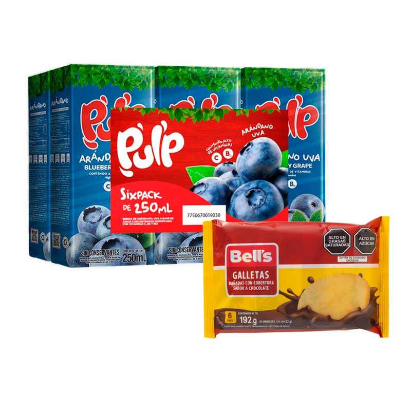 Pack Bebida de Arándano Uva PULP Forti 250ml Paquete 6un + Galletas ...