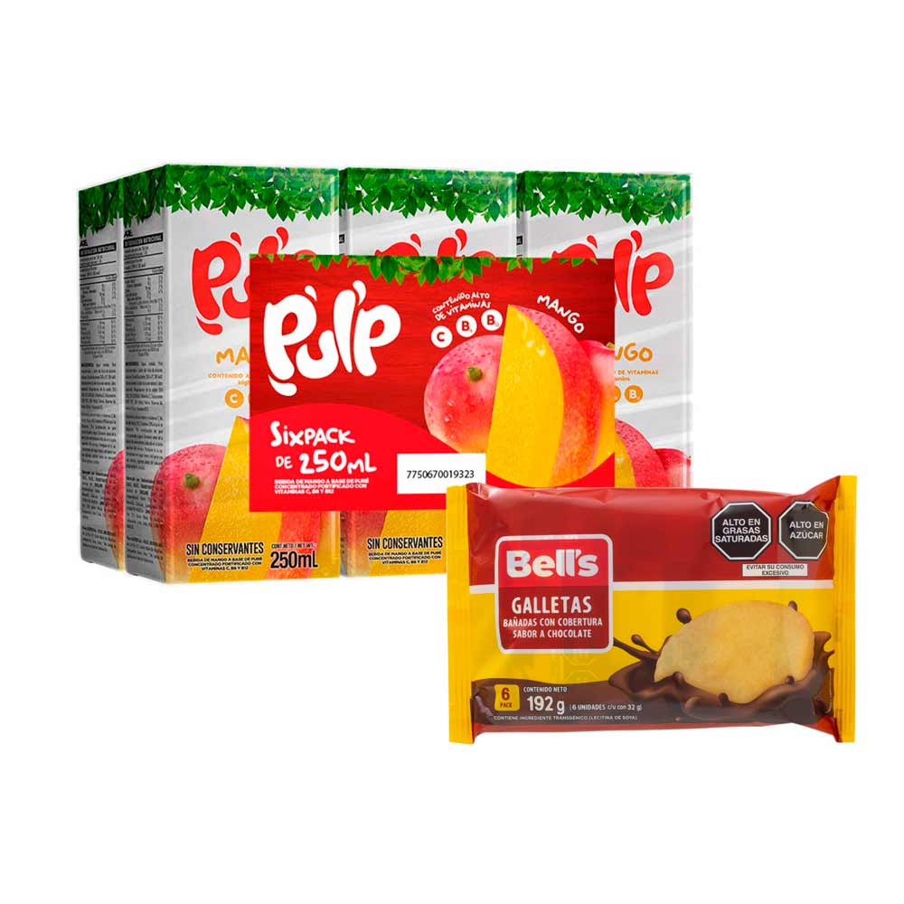 Pack Bebida de Mango PULP Forti 250ml Paquete 6un + Galletas Vainilla ...
