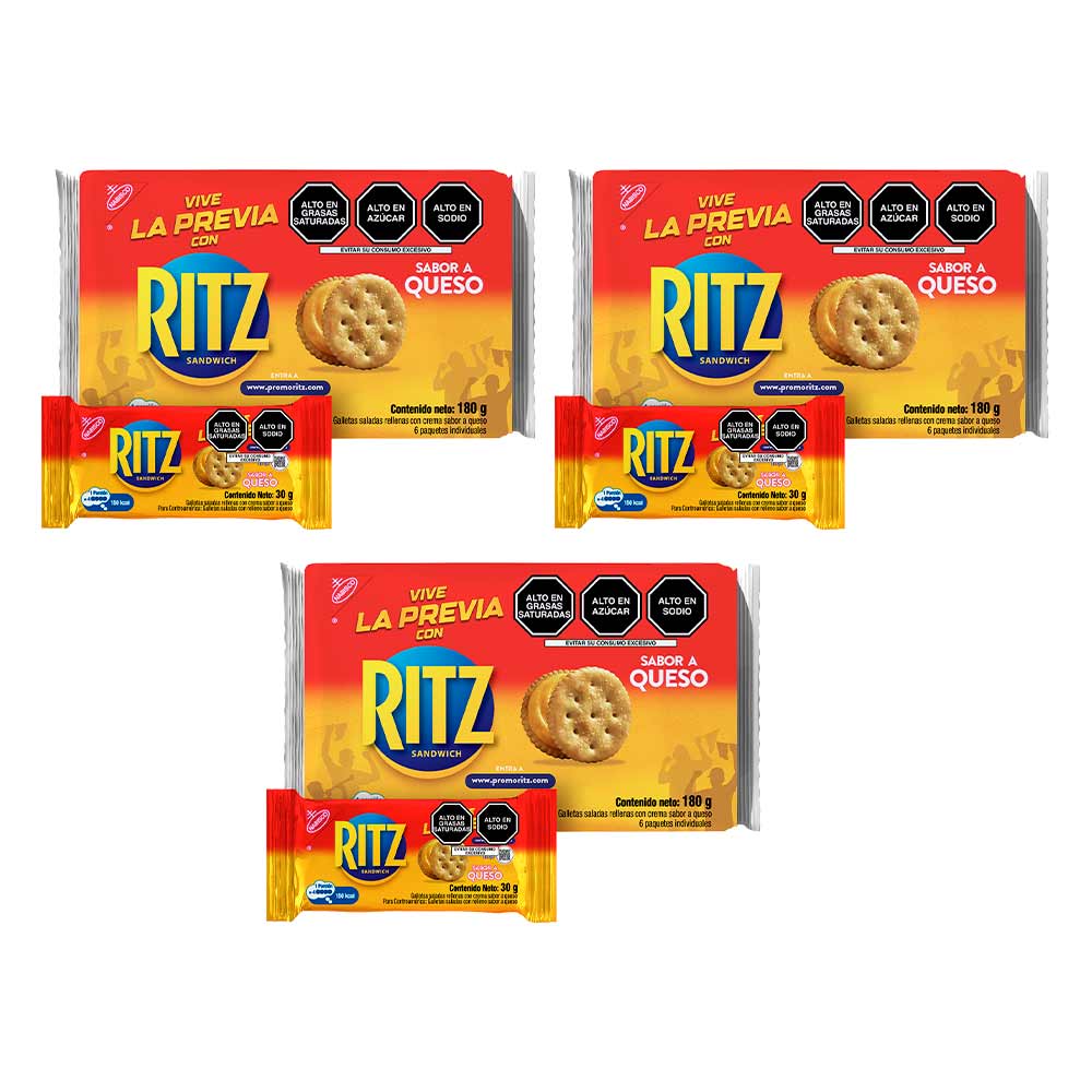 Pack Galletas Saladas RITZ sabor Queso 6un x 3un - Real Plaza
