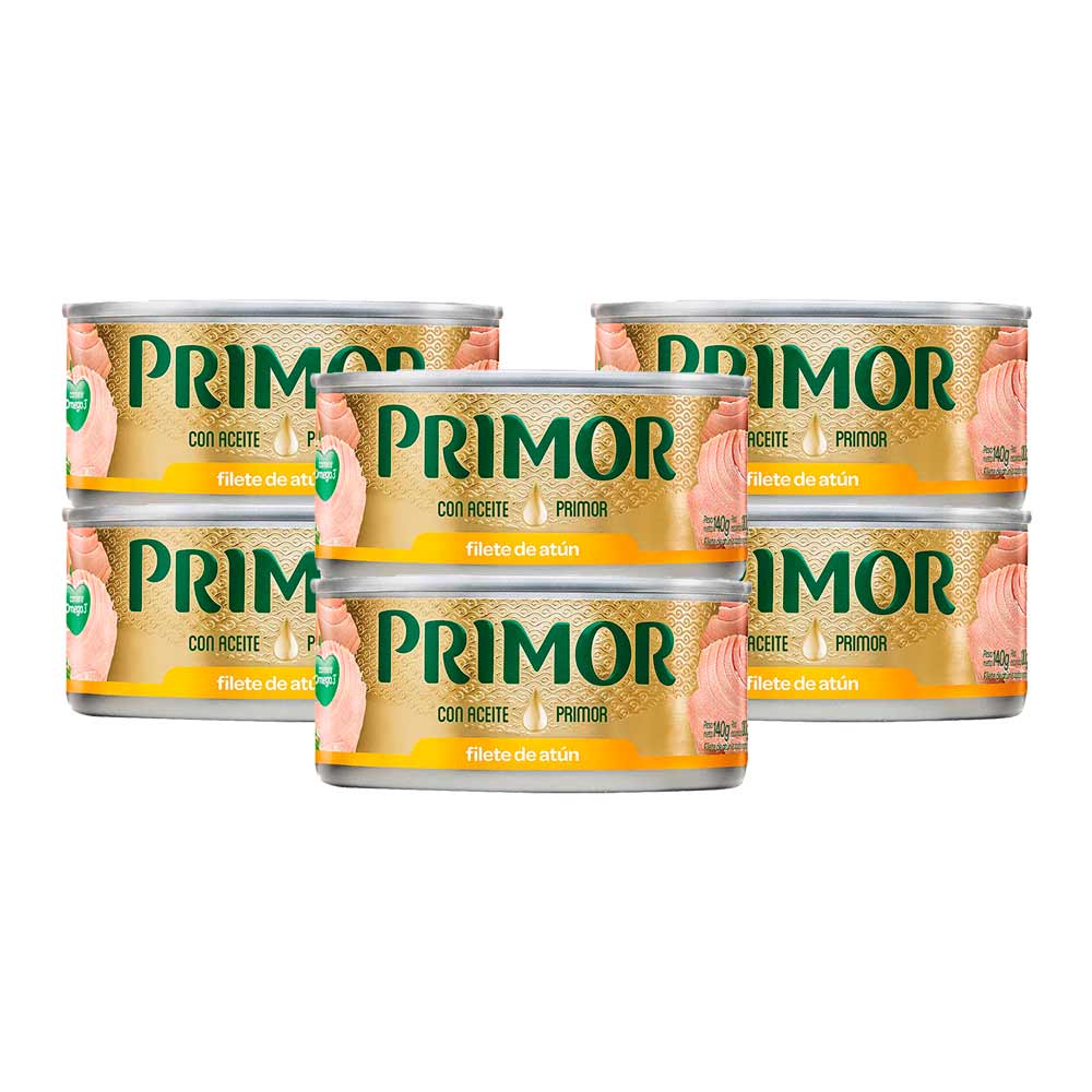 Pack Filete de Atún PRIMOR en Aceite Vegetal Lata 140g x 6un - Real Plaza