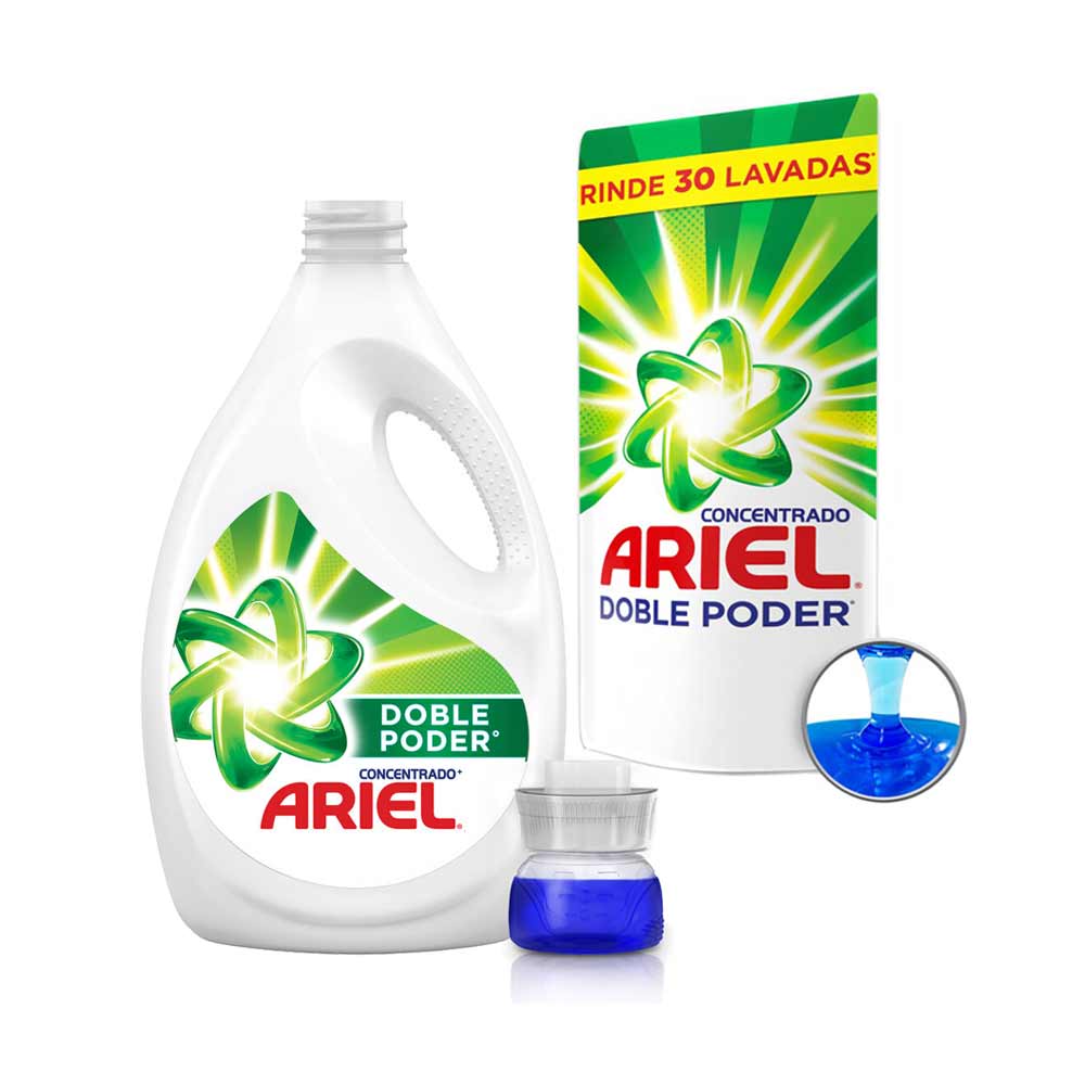Pack Detergente Líquido ARIEL Doble Poder Doypack 1.2L + Detergente ...