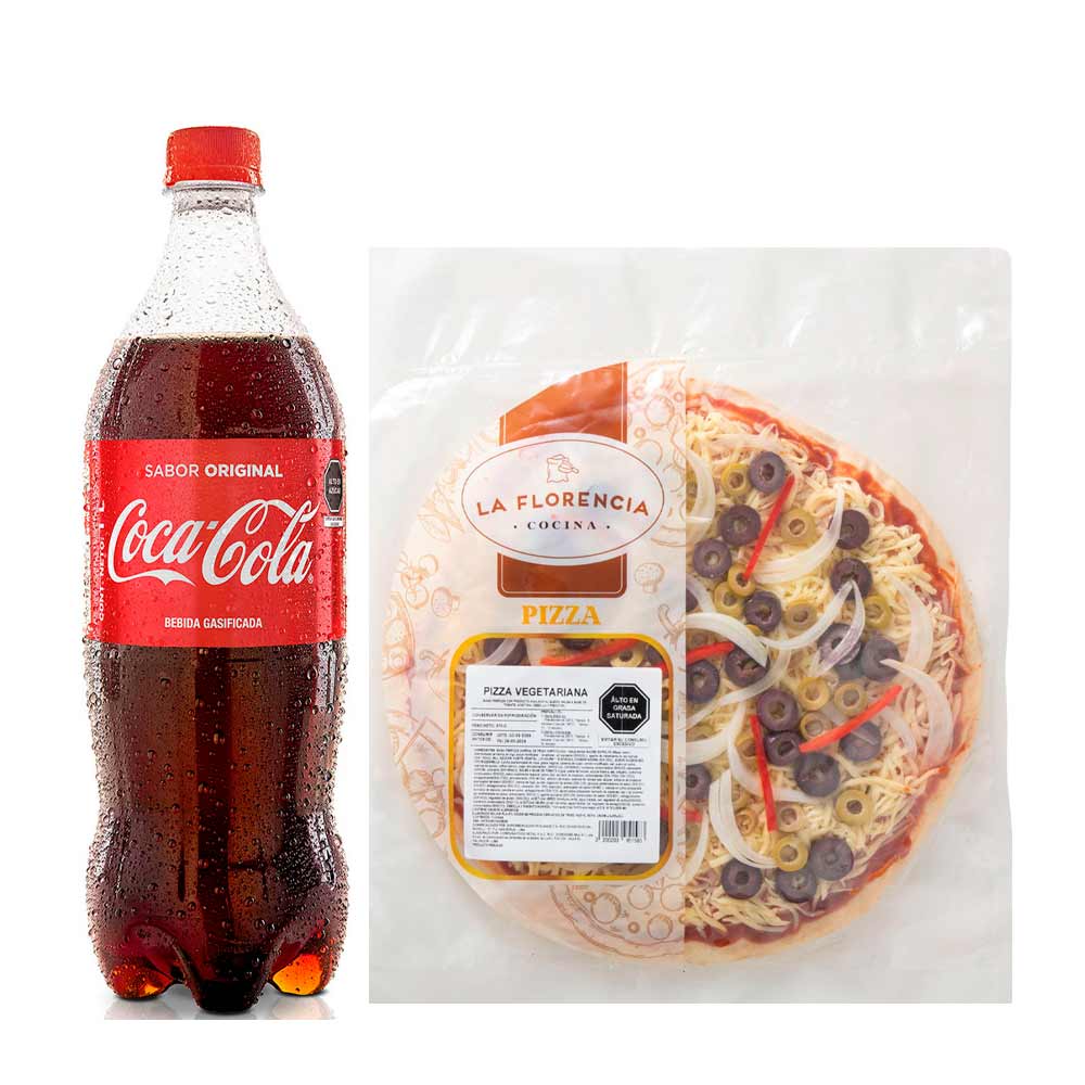 Pack Pizza Vegetariana Familiar x un + Gaseosa COCA COLA Botella 1L ...