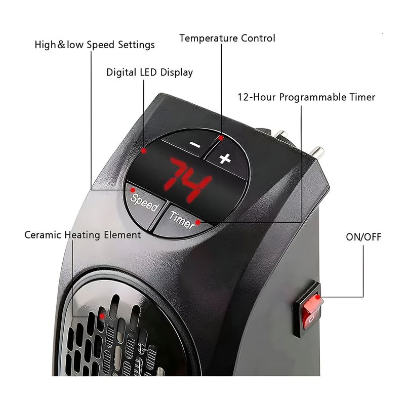 Mini Calefactor Portátil Eléctrico Handy Heater 400 Watts - Real Plaza