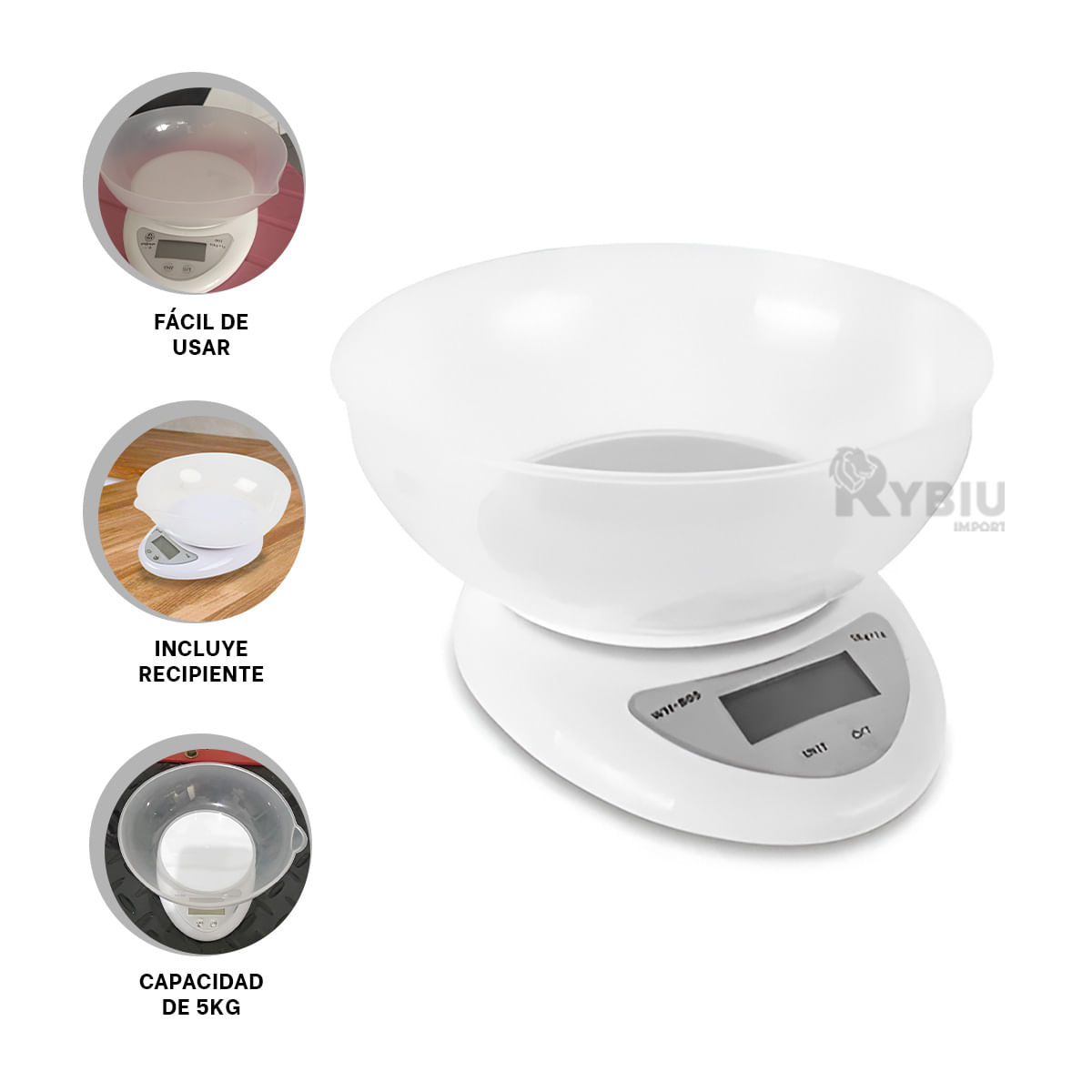 Balanza Digital Portable de Cocina en Blanco - Real Plaza