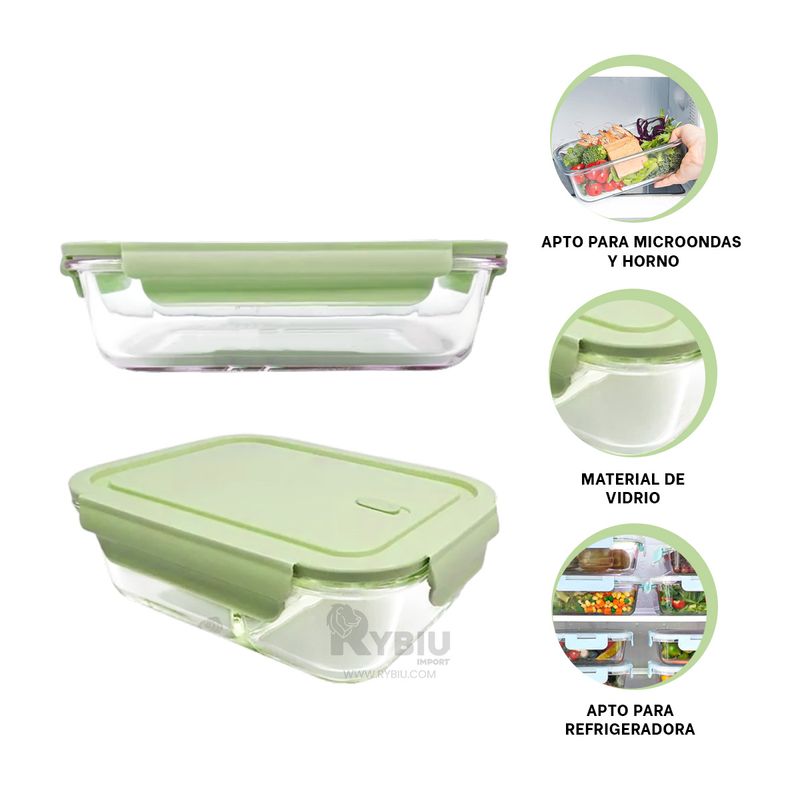 Taper Resistente de Vidrio de 410ml con Tapa de Color Verde - Real Plaza