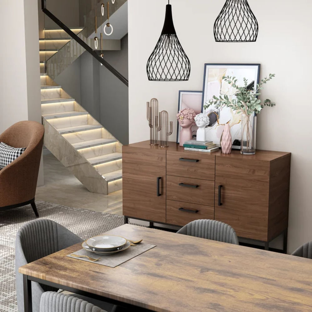 Aparador Industrial Fausto color Marrón 2 puertas 3 cajones TU MESITA ...