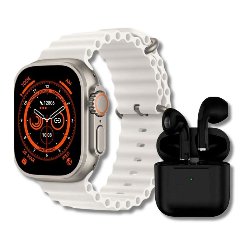 Pack Smartwatch GT9 Plata y Audifono 6s Pro Negro - Real Plaza