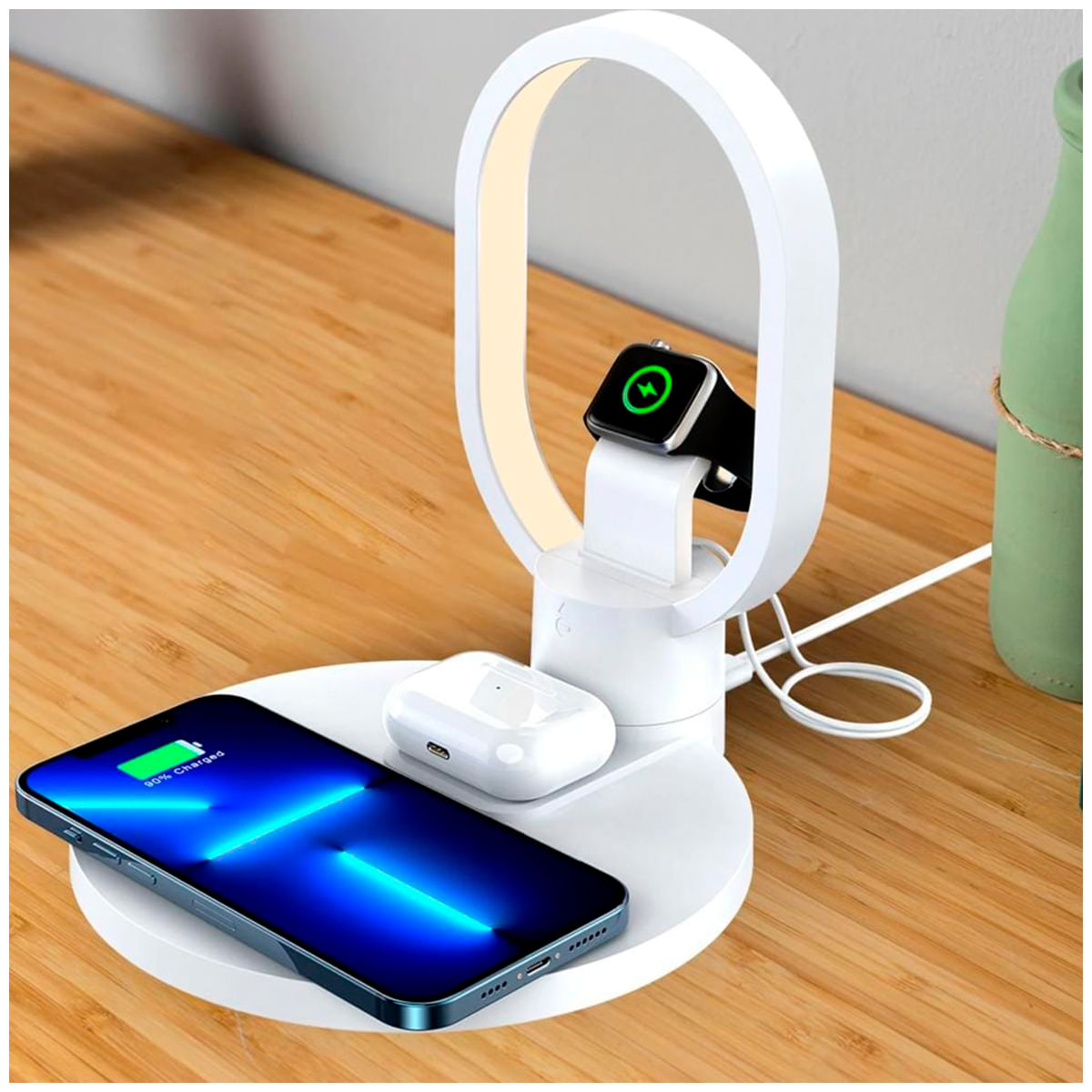 Cargador Inalámbrico 4 en 1 Carga Rápida | Blanco - Real Plaza