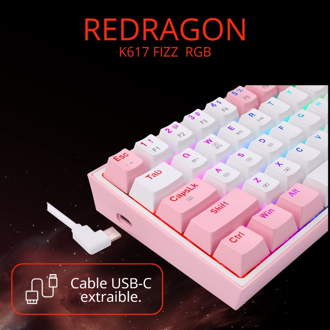 Teclado Redragon Fizz Pro K616 RGB Wireless Switch Red Español / White ...