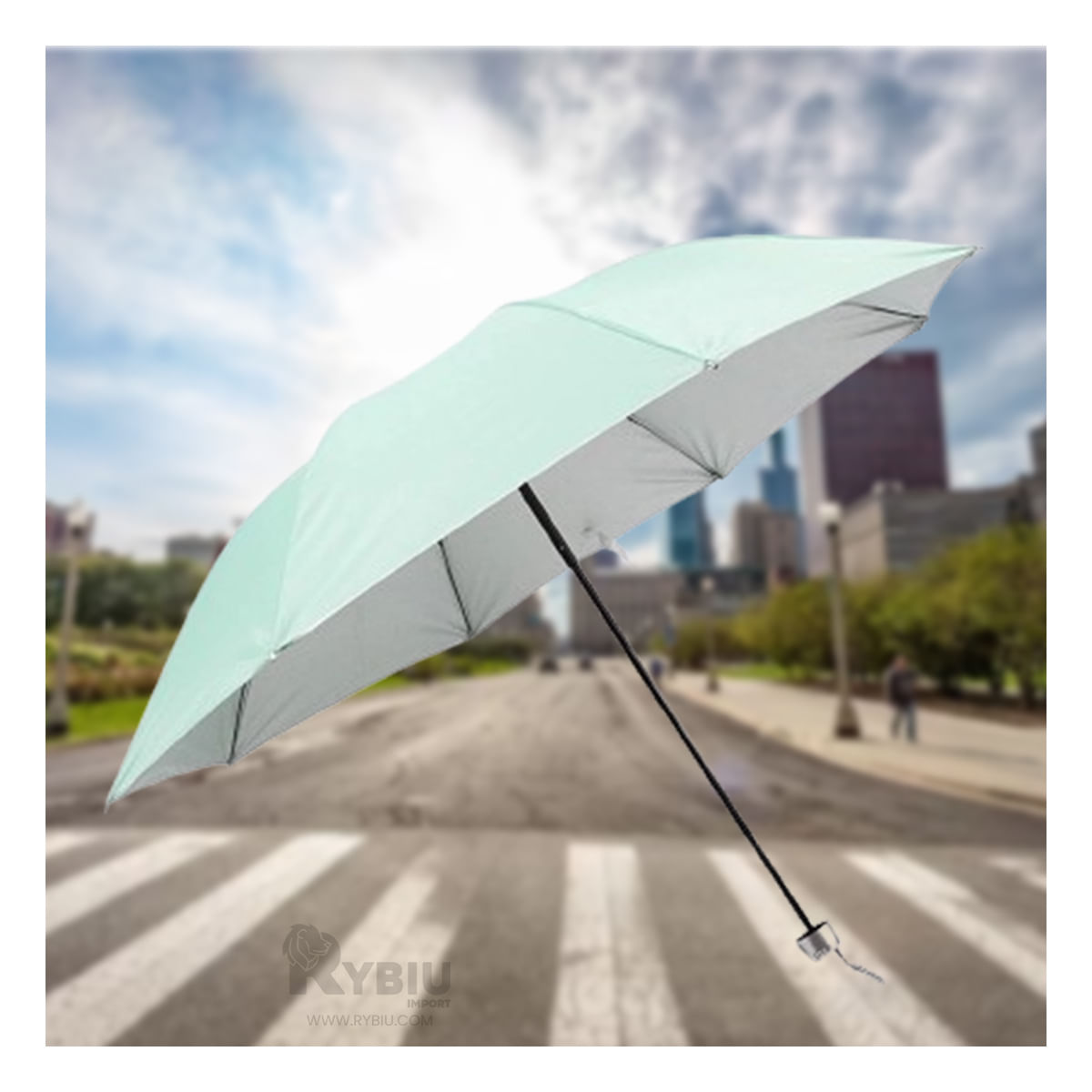 Sombrilla con Proteccion UV en Verde Agua Y+Stickers - Real Plaza