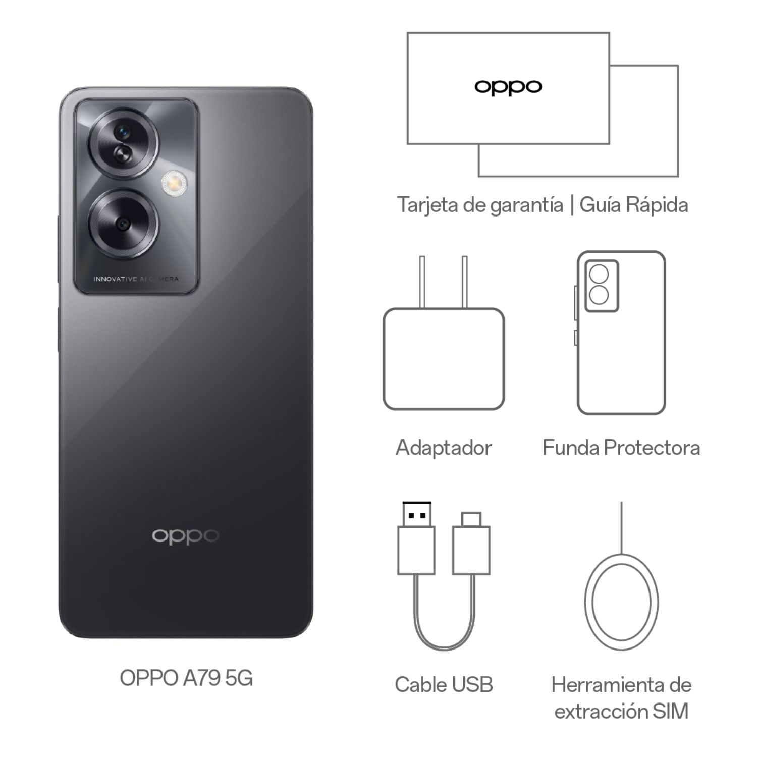 Celular OPPO A79 5G 256GB+8GB Negro - Real Plaza