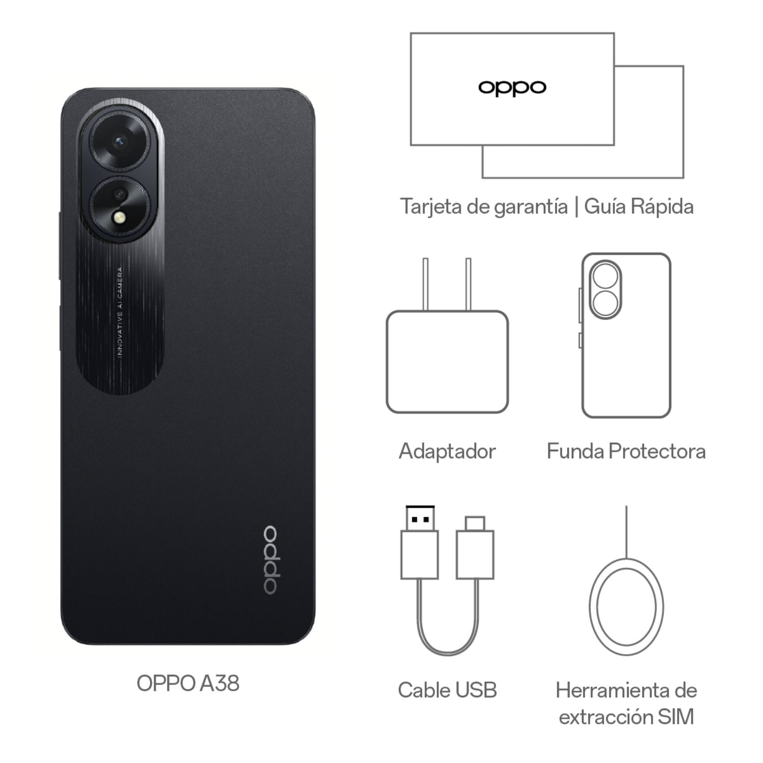 Celular OPPO A38 128GB+4GB Negro - Real Plaza