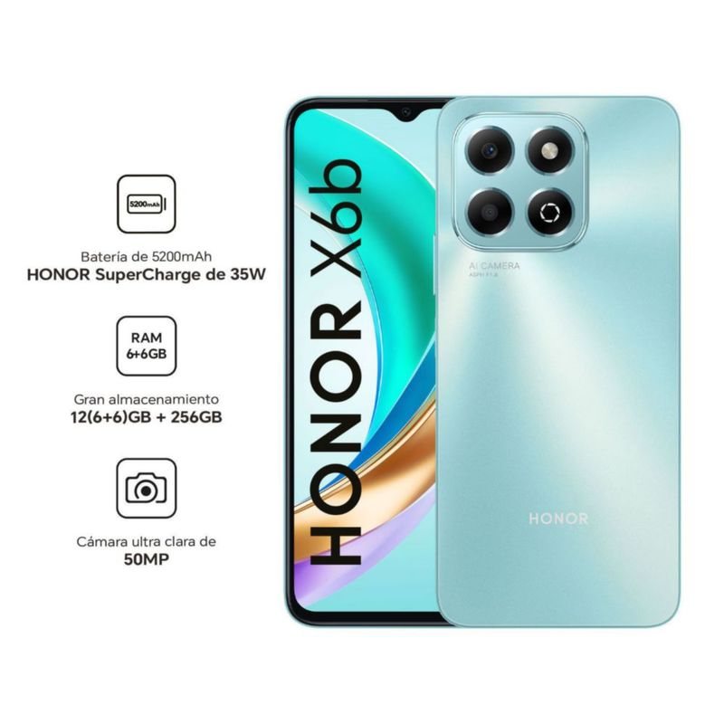 Celular Honor X6B 6GB RAM 256GB SSD Cyan - Real Plaza