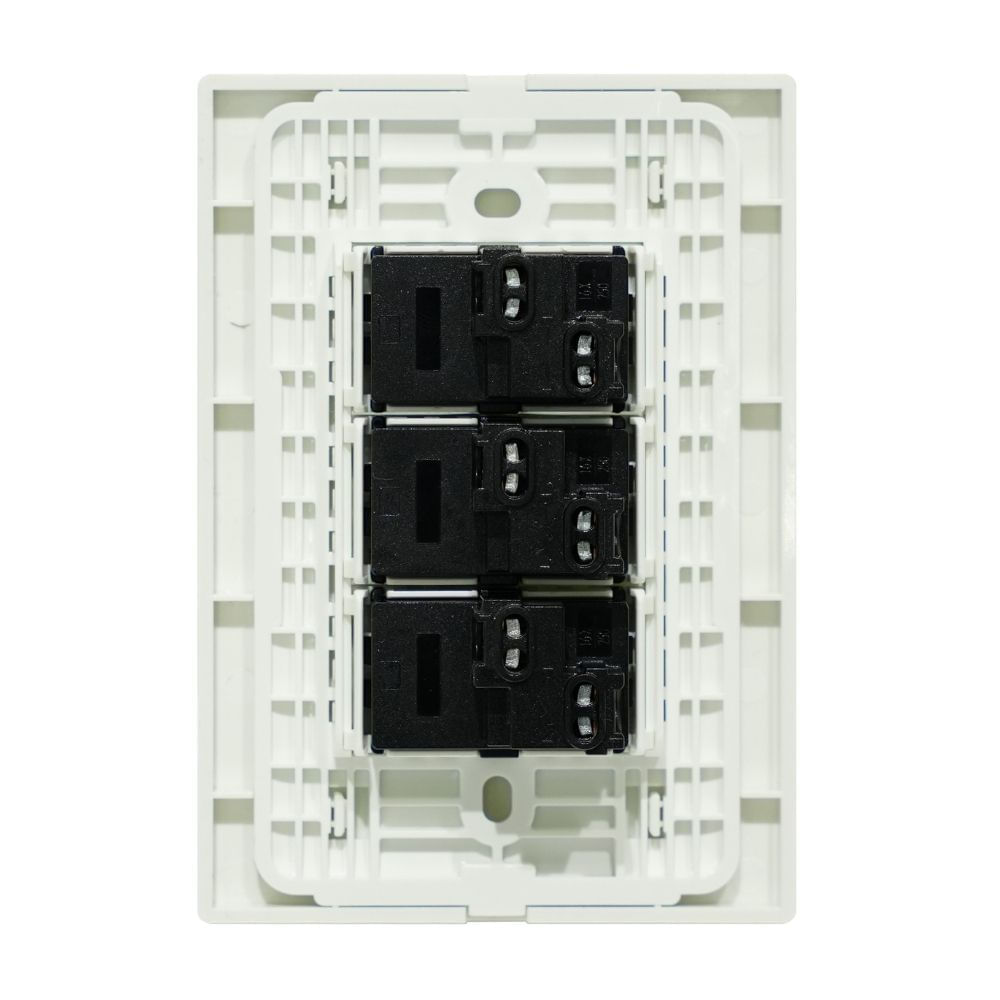 Placa Armada Orange: Interruptor Triple Vitro Blanco - Real Plaza