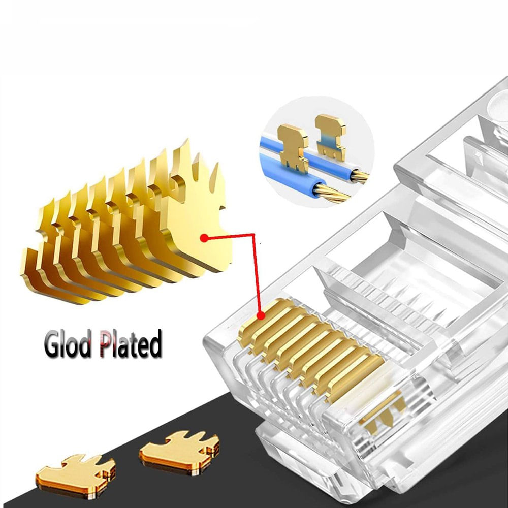 Plug Conector Rj45 Cat 6 Cat6e NETCOM para Extensión X 100 Unidades ...