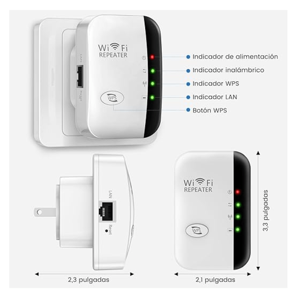 Repetidor de Internet WIFI Inalámbrico, Amplificador 300 Mbps - Real Plaza