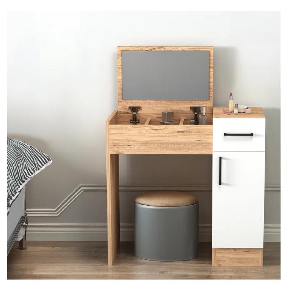 Tocador Juvenil TU MESITA Renzo color Haya/Blanco 1 cajón 2 puertas ...