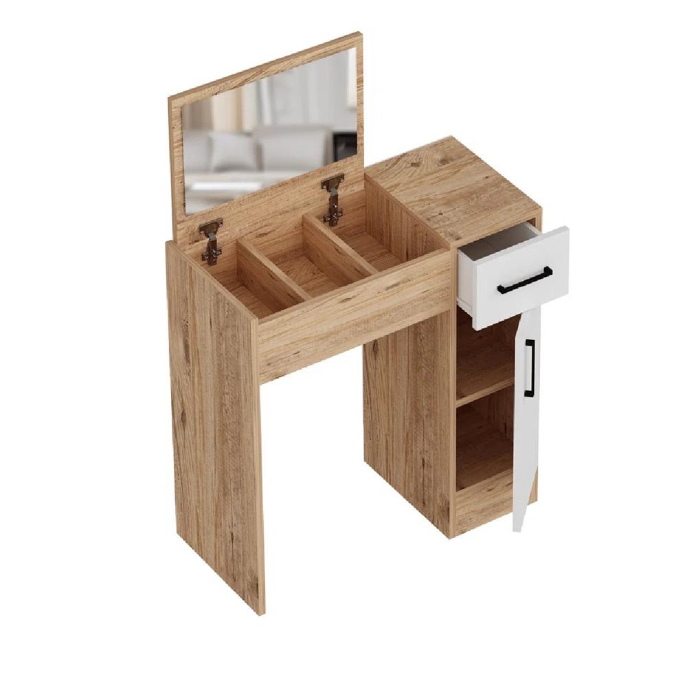 Tocador Juvenil TU MESITA Renzo color Haya/Blanco 1 cajón 2 puertas ...