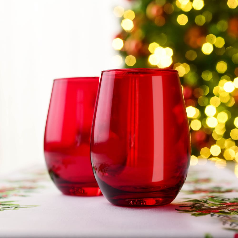 Set x 2 vasos de vidrio Rojos 525ml Colección Roja Orange - Real Plaza