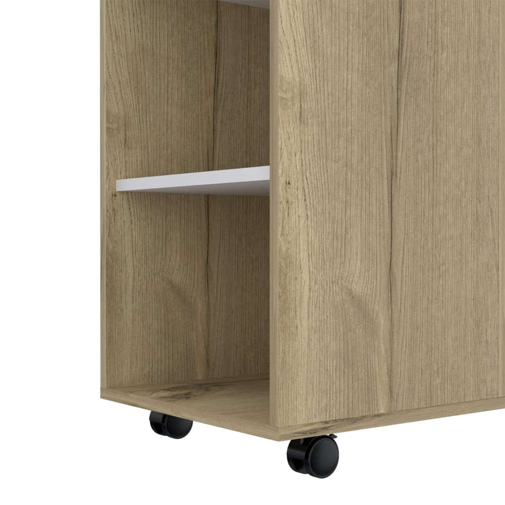 Mueble Meson de Cocina Bicolor con Ruedas Melamina Duna/Blanco Tuhome ...