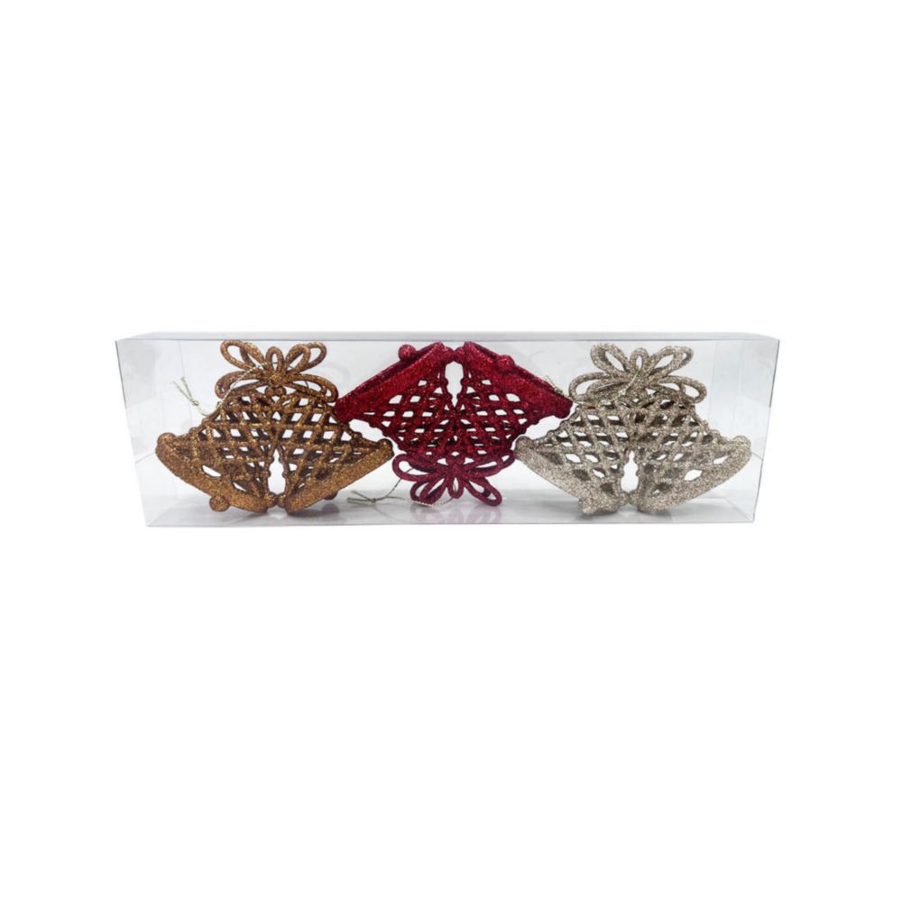 Set X3 Campanas Glitter 11 Cm Kaz Home - Real Plaza