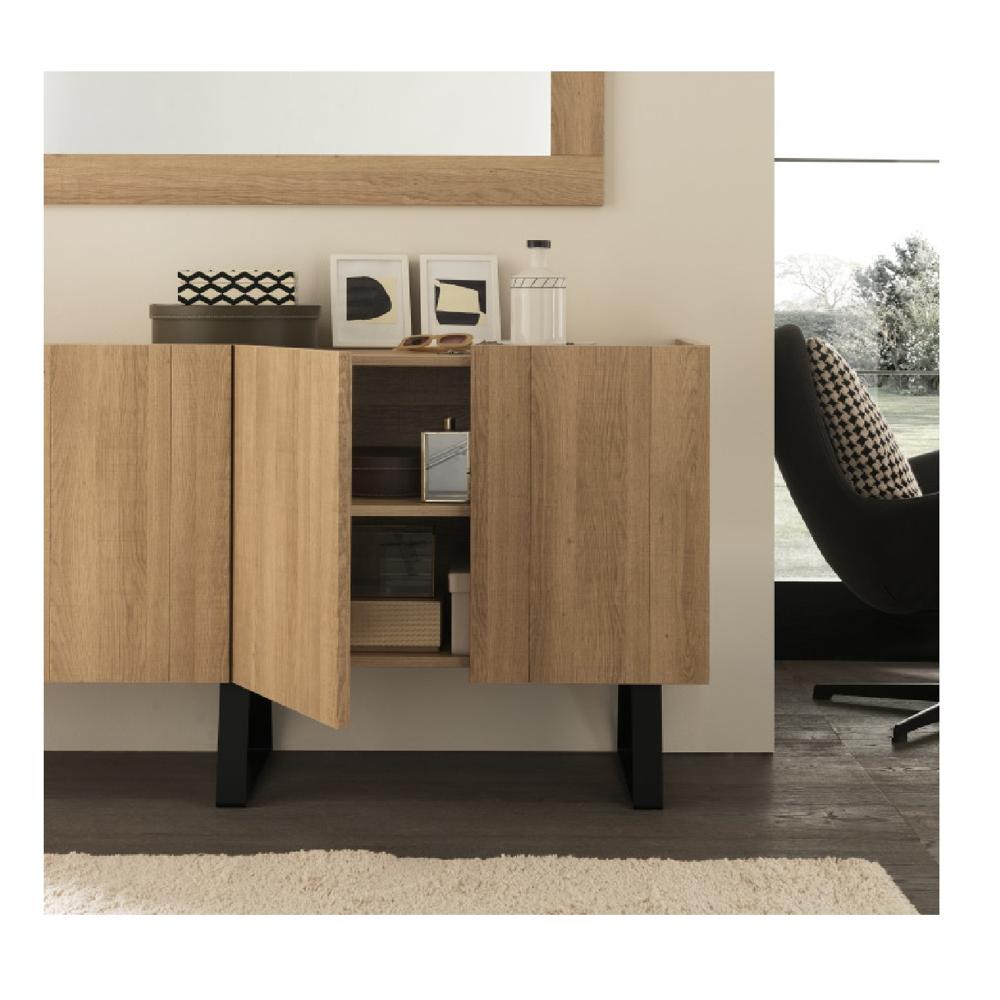 Aparador Moderno con Espejo TU MESITA Jasper color Rovere 4 puertas ...