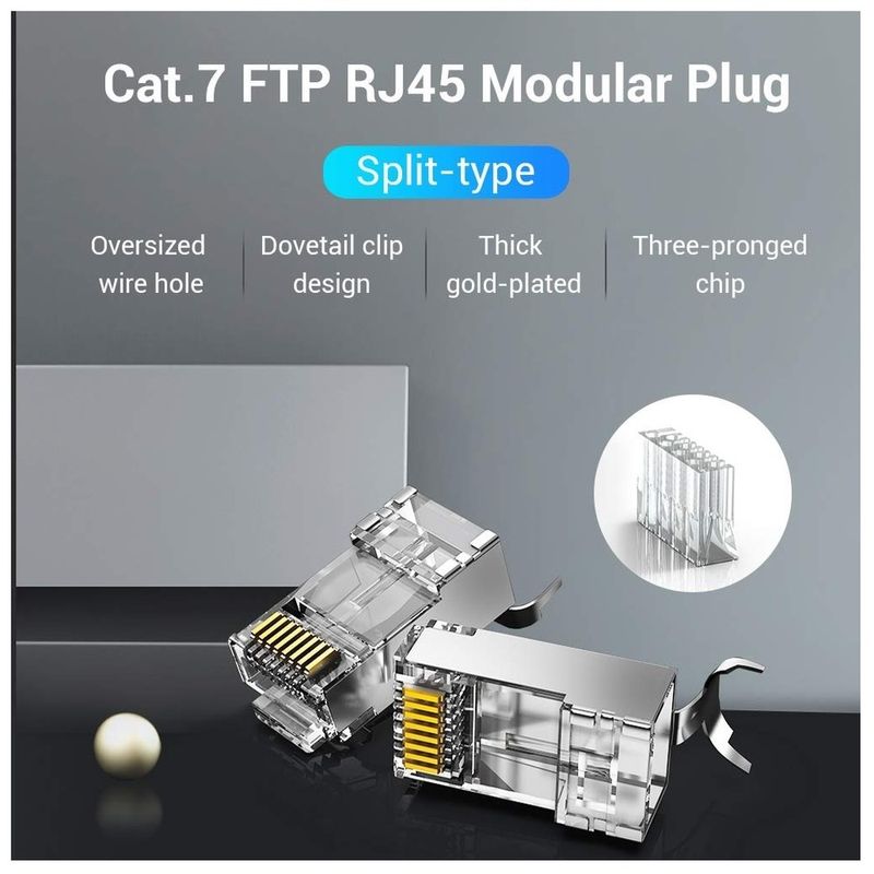 Conector RJ45 CAT7 Metálico Blindado Apantallado Modular - Real Plaza