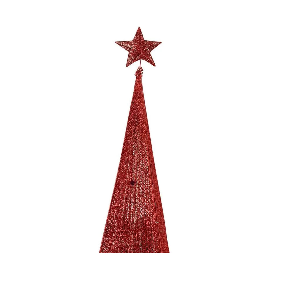 Árbol Triangular Escarchado Rojo de 180 cm - Real Plaza