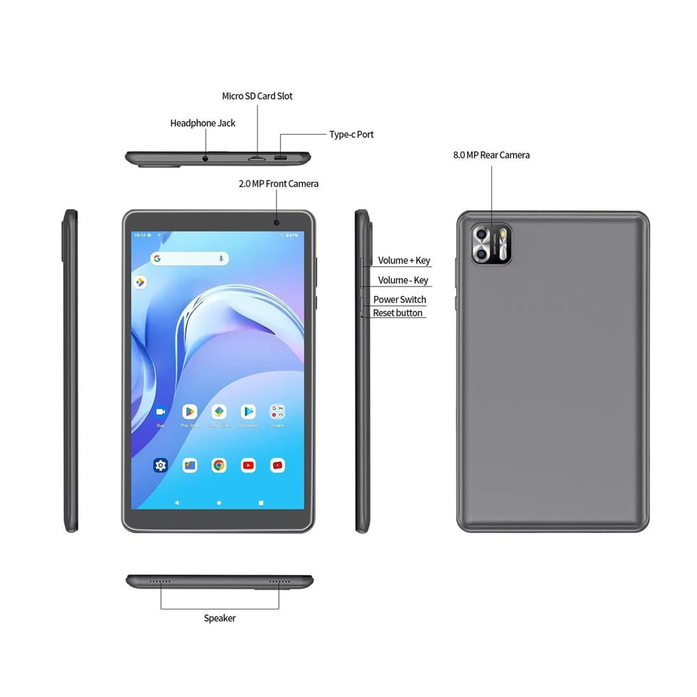 Pritom TAB-8 64GB 4GB Gris - Real Plaza