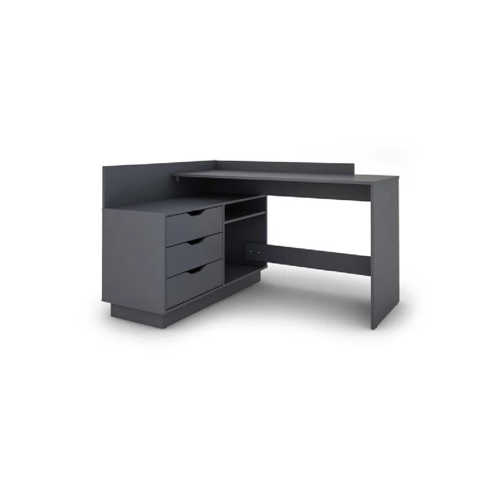 Escritorio Clásico en L TU MESITA Romeus color Gris Oscuro 3 cajones ...