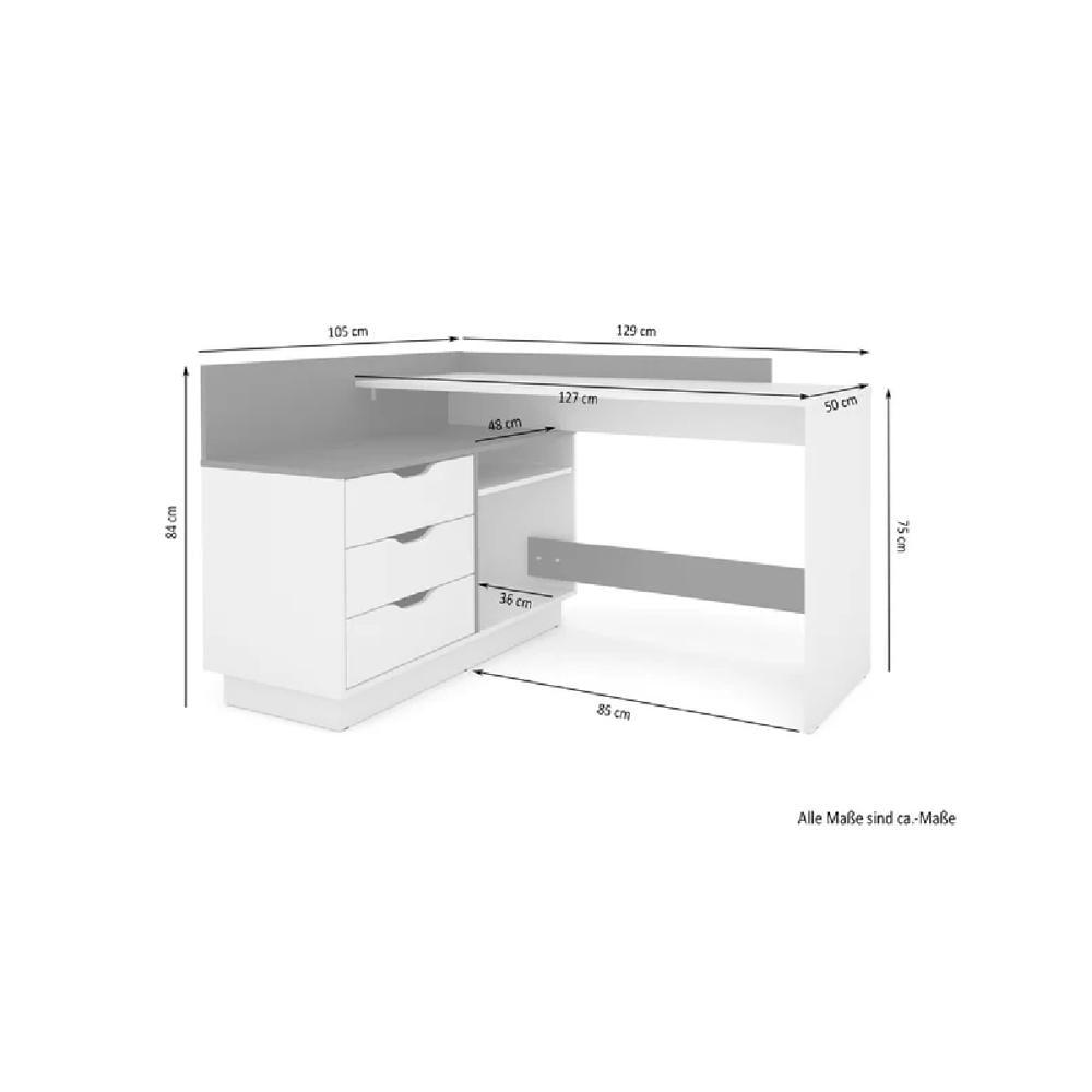 Escritorio Clásico en L TU MESITA Romeus color Gris Oscuro 3 cajones ...