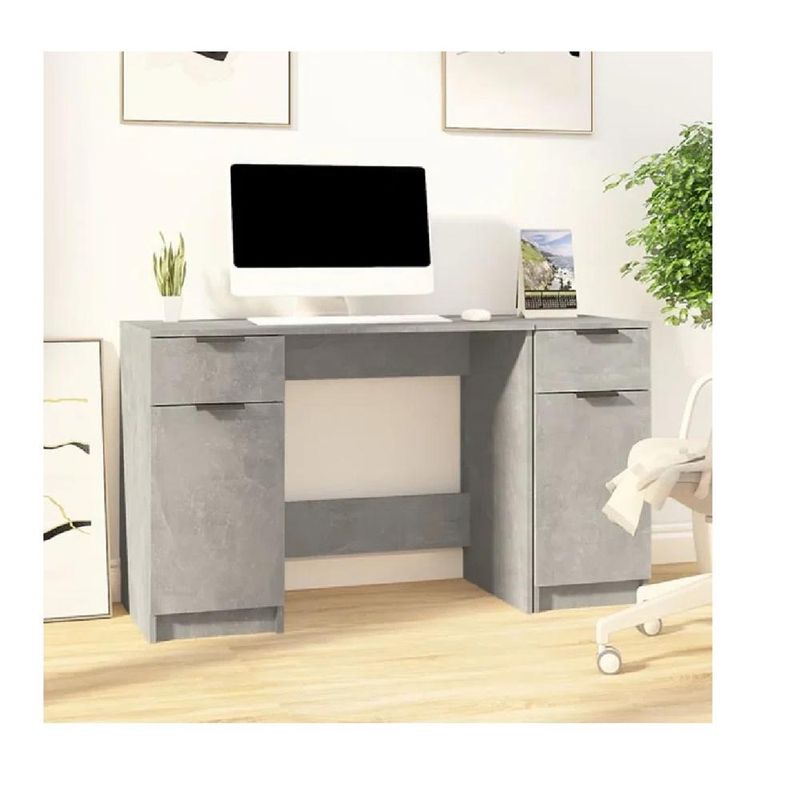 Escritorio Clásico TU MESITA Margot color Gris 2 cajones 2 puertas ...