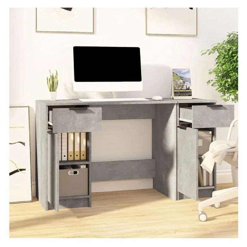 Escritorio Clásico TU MESITA Margot color Gris 2 cajones 2 puertas ...