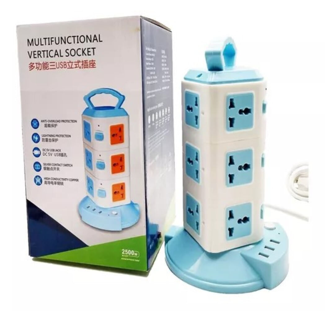 Torre Enchufe Tomacorriente Extensión Múltiple 3 Pisos + usb - Real Plaza