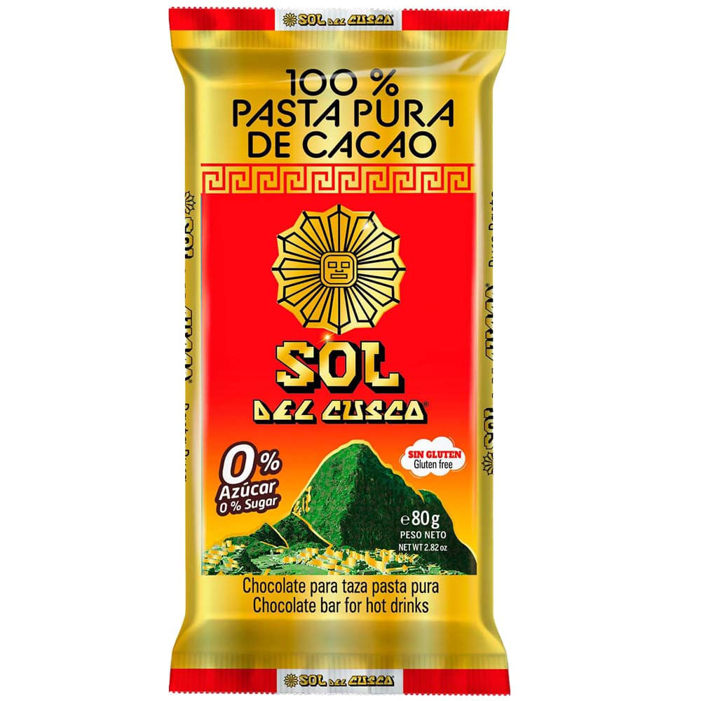 Chocolate para Taza SOL DE CUSCO Pasta Pura Tableta 80g - Real Plaza